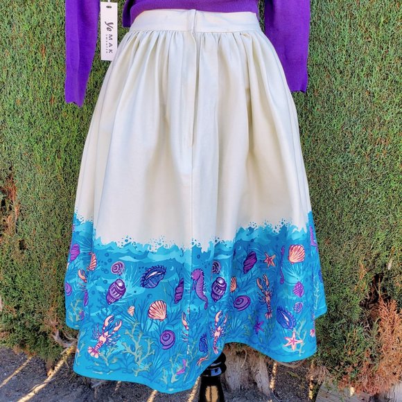 Collectif | Skirts | Collectif Jasmine Seashell Border Print Skirt Nwt ...